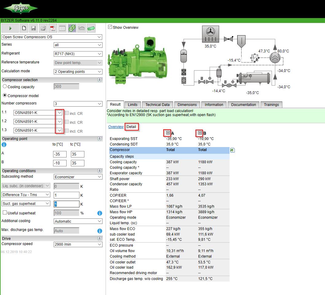 Selecting compressors via Bitzer Software
