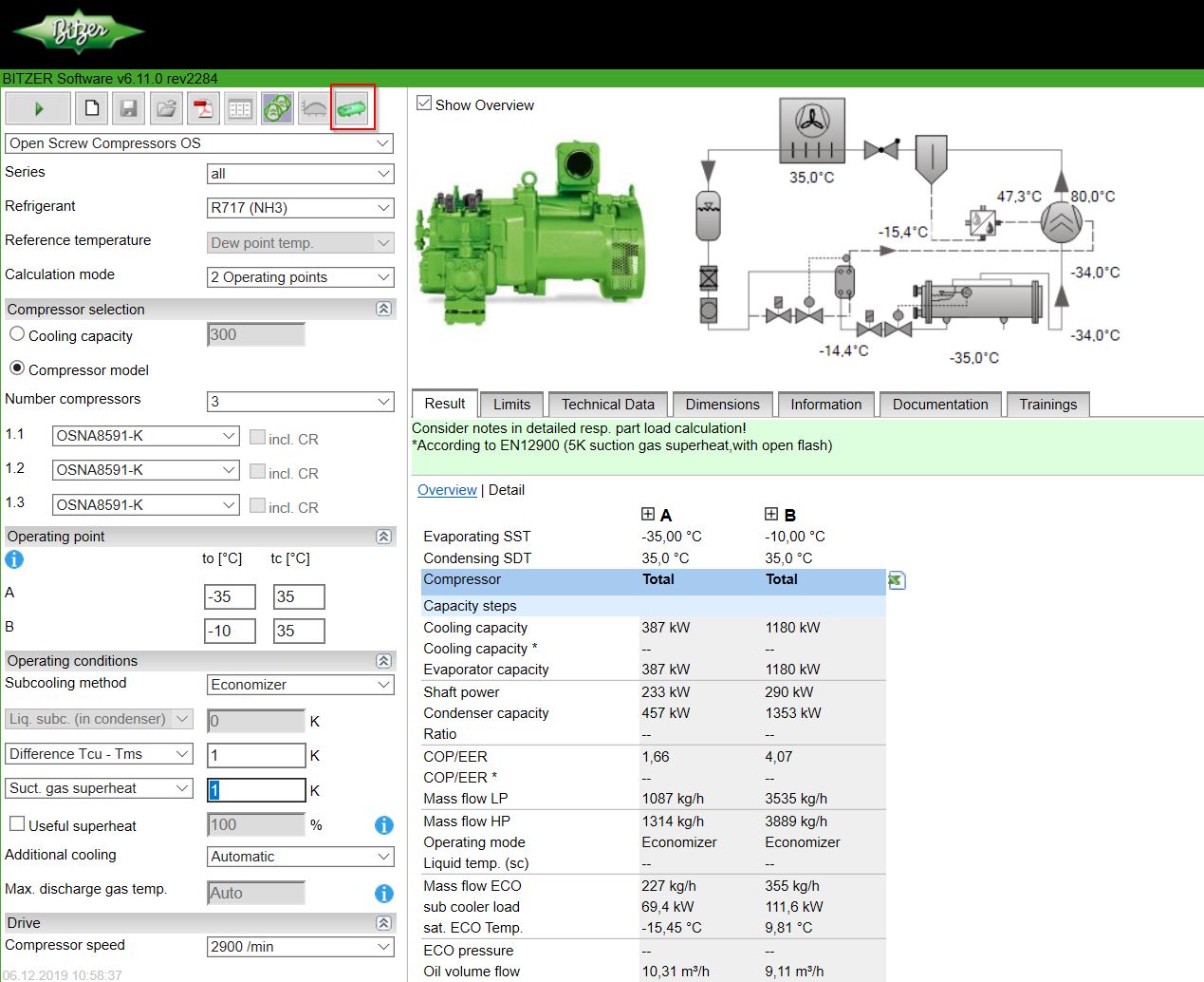 Selecting accessories via Bitzer Software