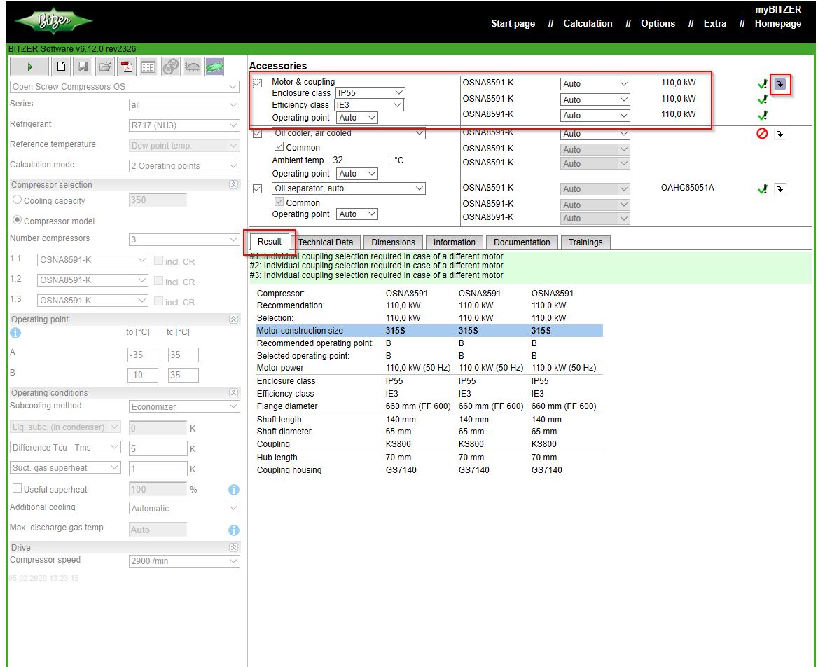 Selecting motor and coupling