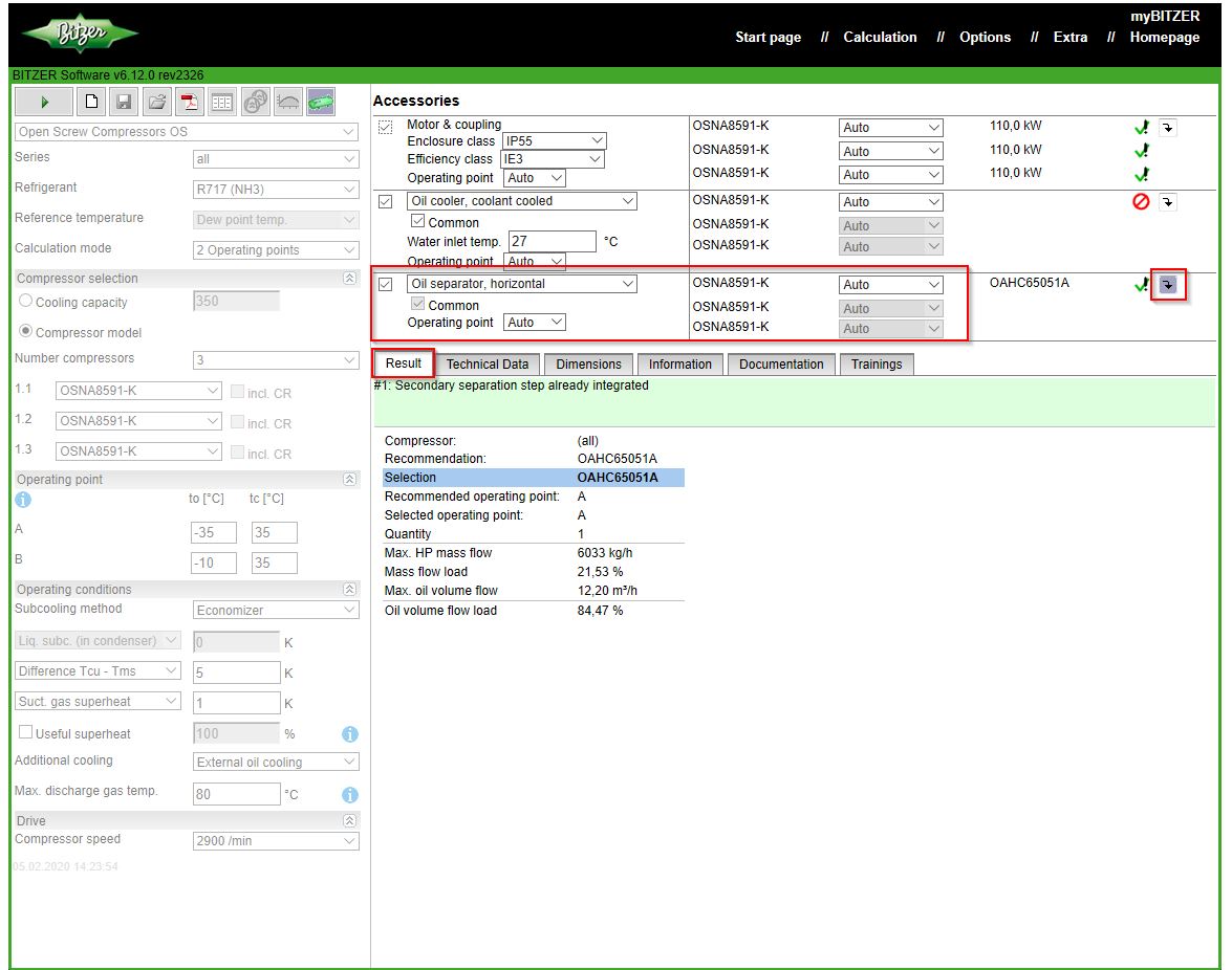 Selecting an oil separator