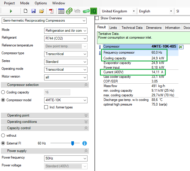 Selection with the Bitzer Software