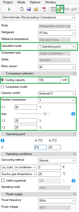Selection using the Bitzer Software