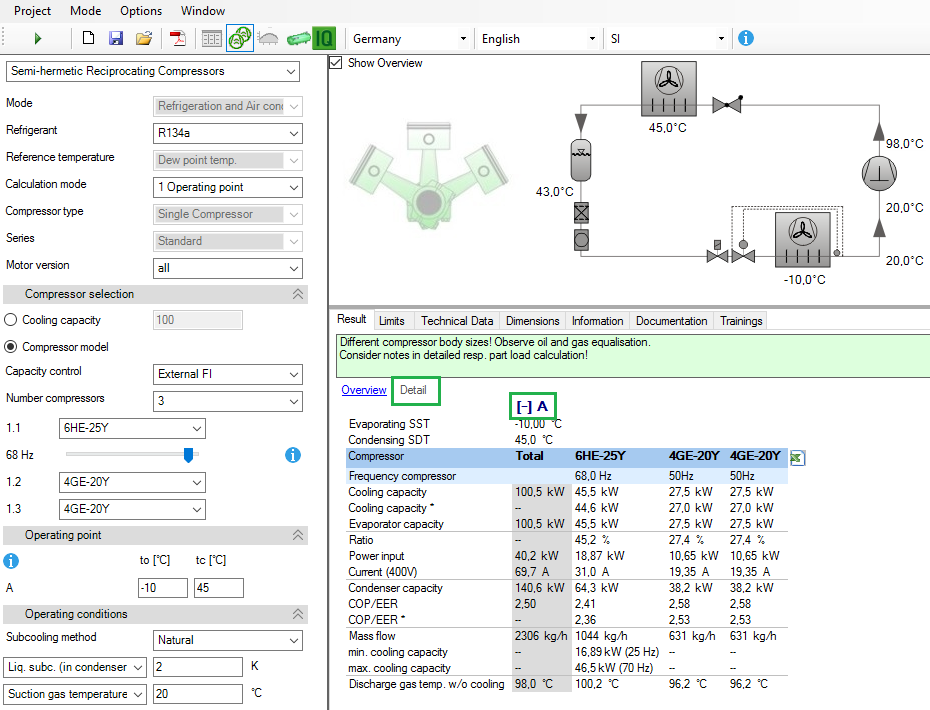 Selection using the Bitzer Software