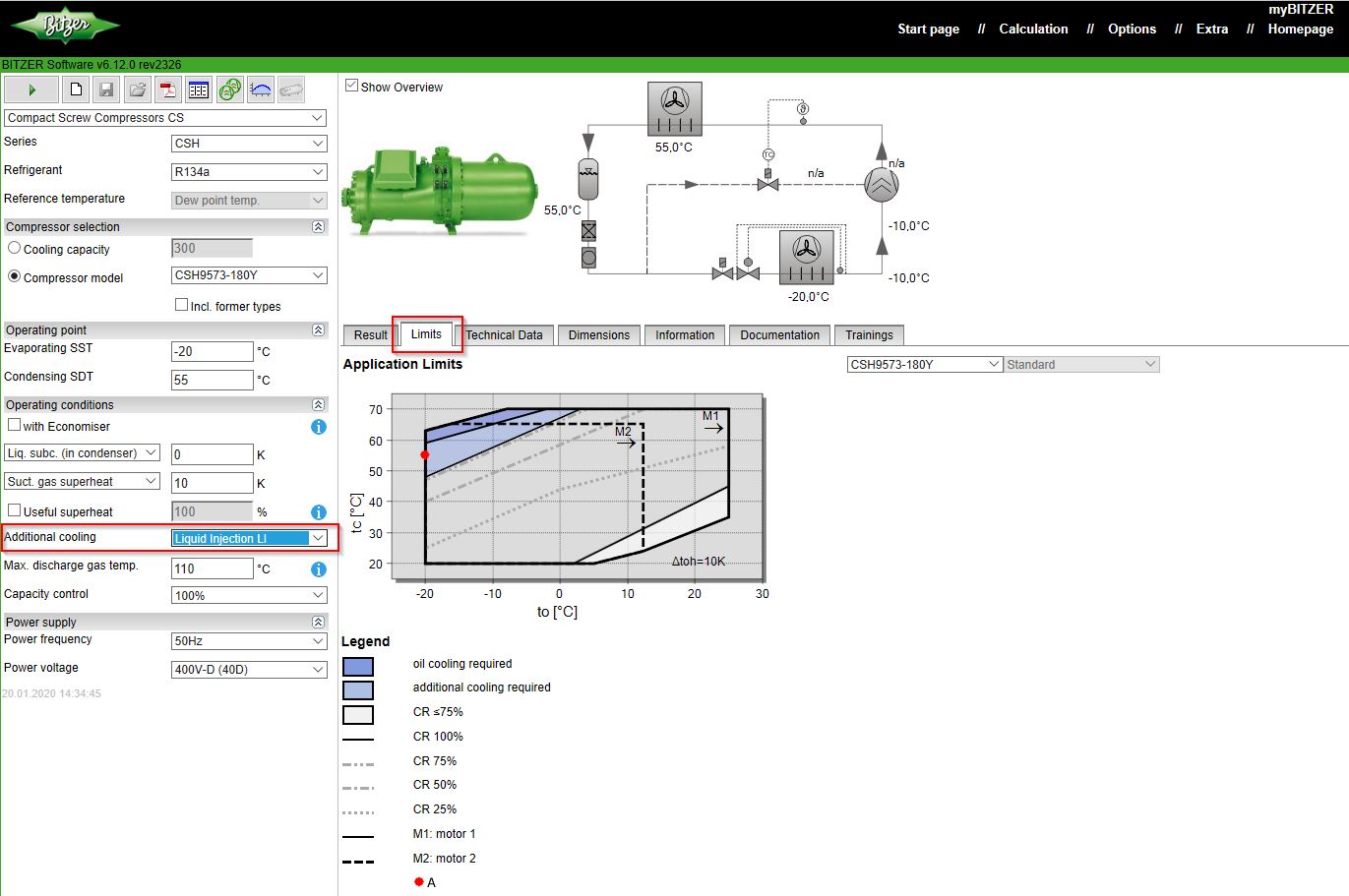 Liquid injection in the BITZER SOFTWARE